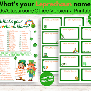 St Patricks Game for Kids Leprechaun Name Game Office St - Etsy