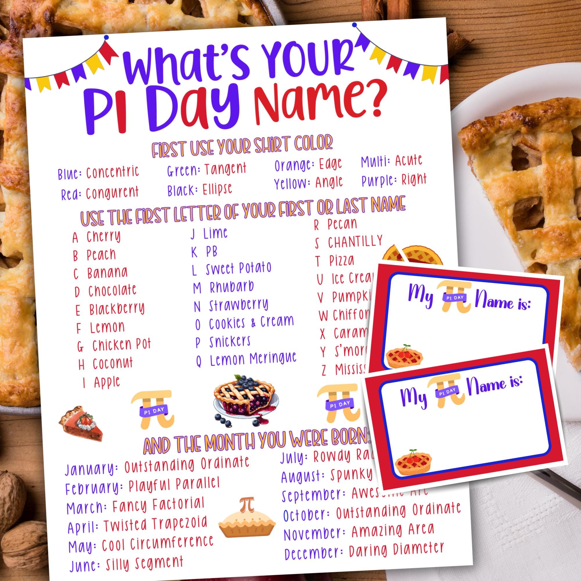 Pi Day Name Game Printable With Nametags, Classroom Pi Day Activity for ...