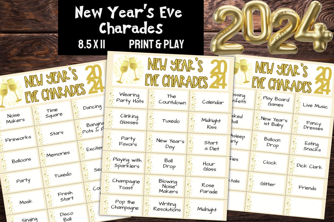 New Year's Eve Charades, Printable NYE Family Game, Fun Party Game ...