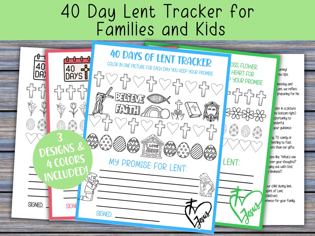 Lent Tracker, Daily Tracker for Lent, Family Lenten Promise, Kids ...