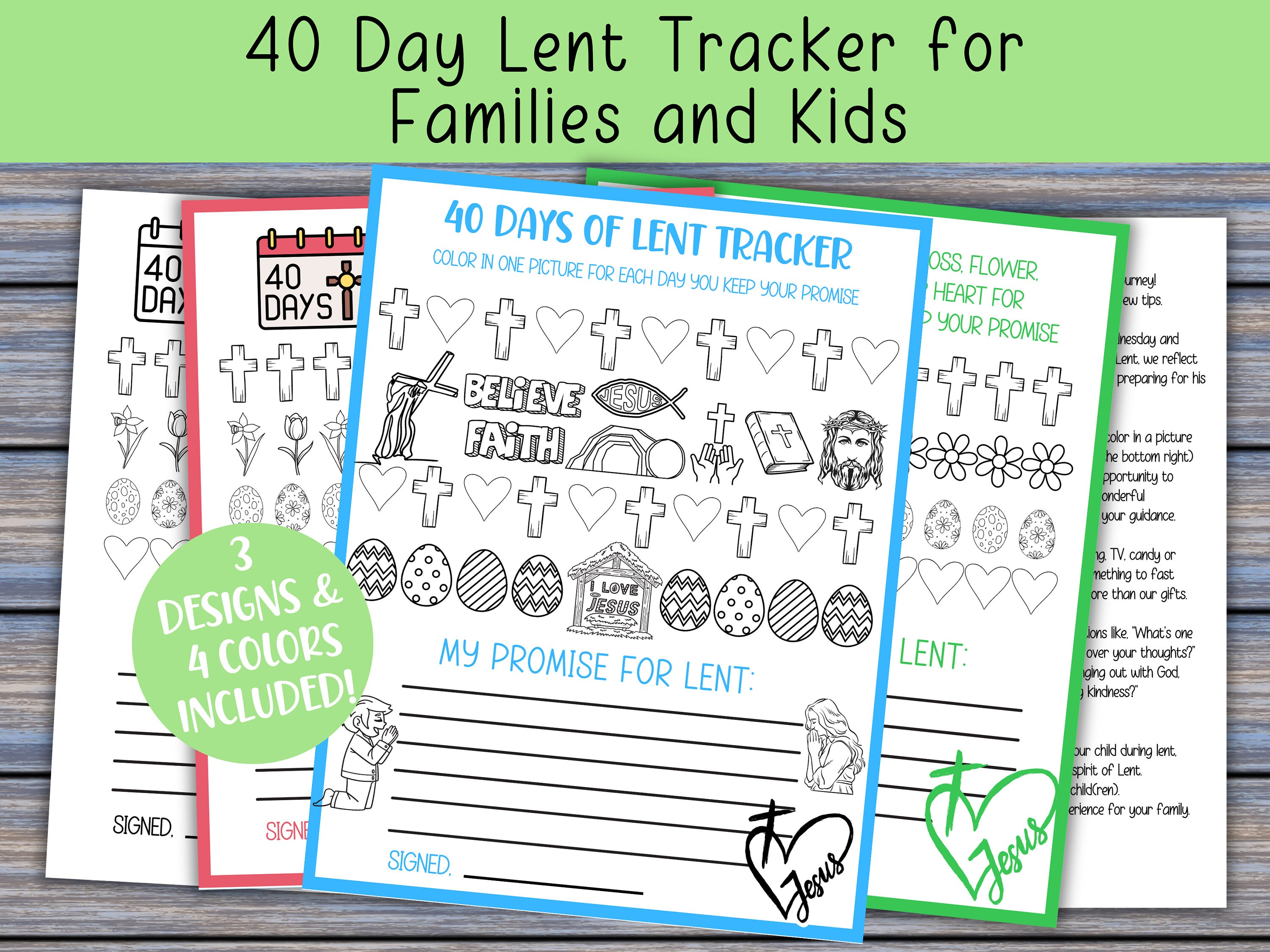 Lent Tracker, Daily Tracker for Lent, Family Lenten Promise, Kids ...