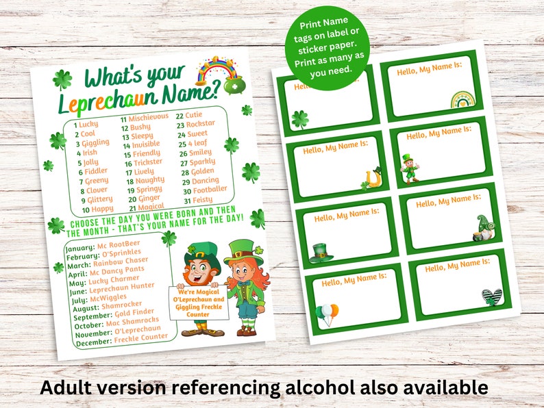 St Patricks Game for Kids Leprechaun Name Game Office St - Etsy