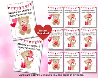 Bear Valentine Card - Etsy