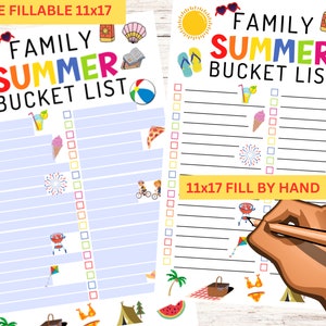 Kids Summer Bucket List Printable, Editable Things to Do Checklist for ...