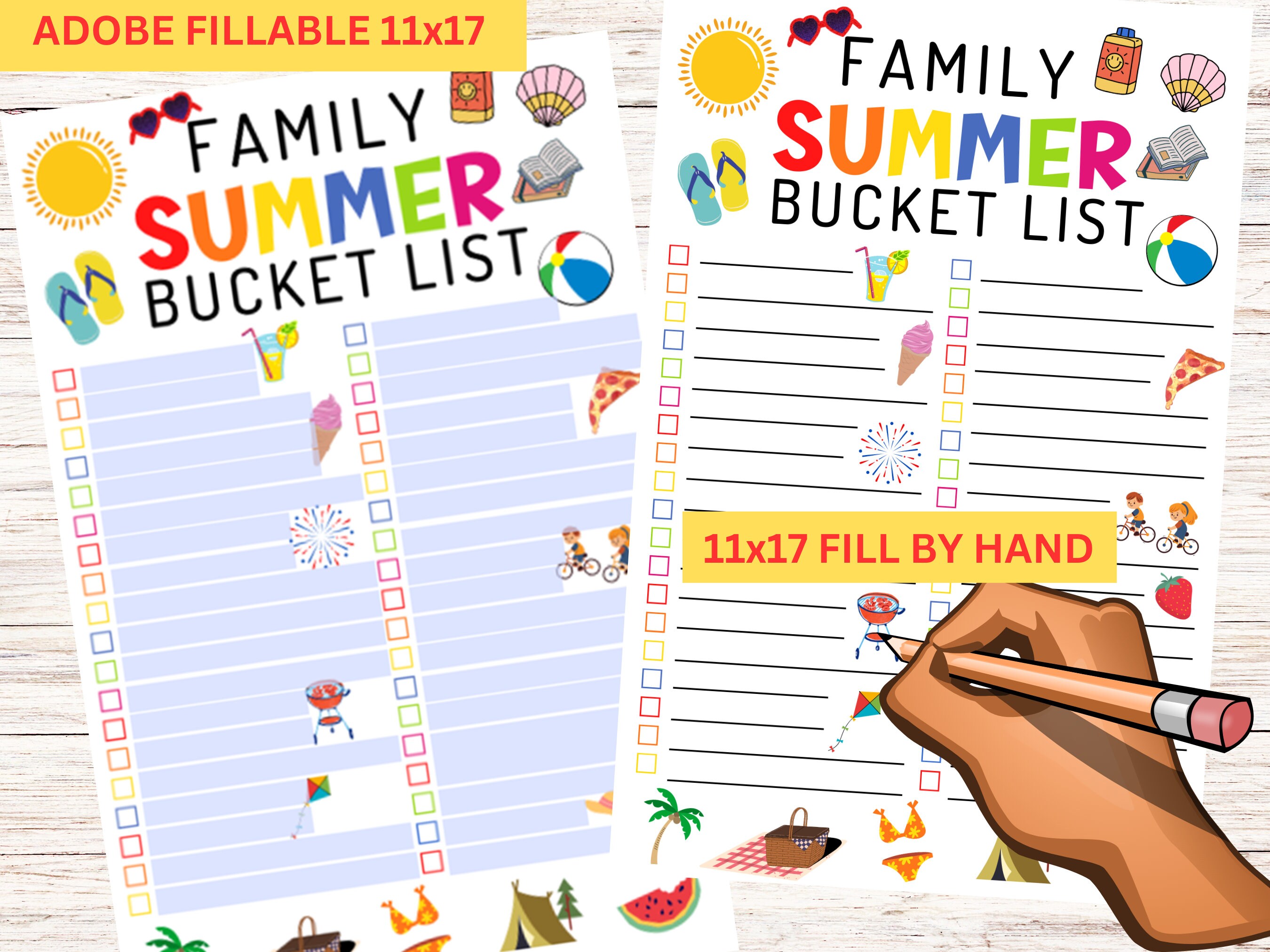Kids Summer Bucket List Printable, Editable Things to Do Checklist for ...