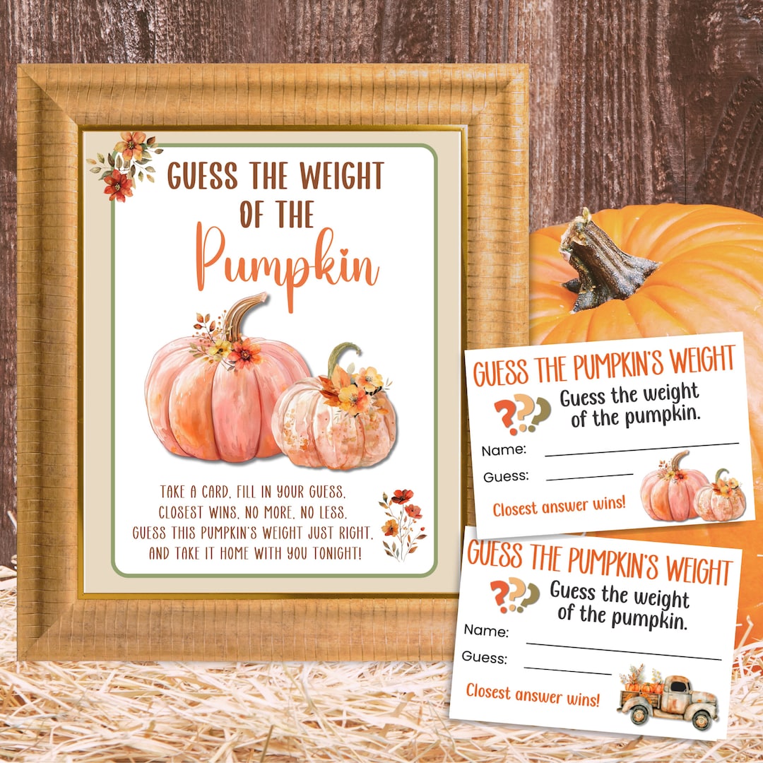 Guess the Weight of the Pumpkin, Weight Guessing Game, Halloween Party ...