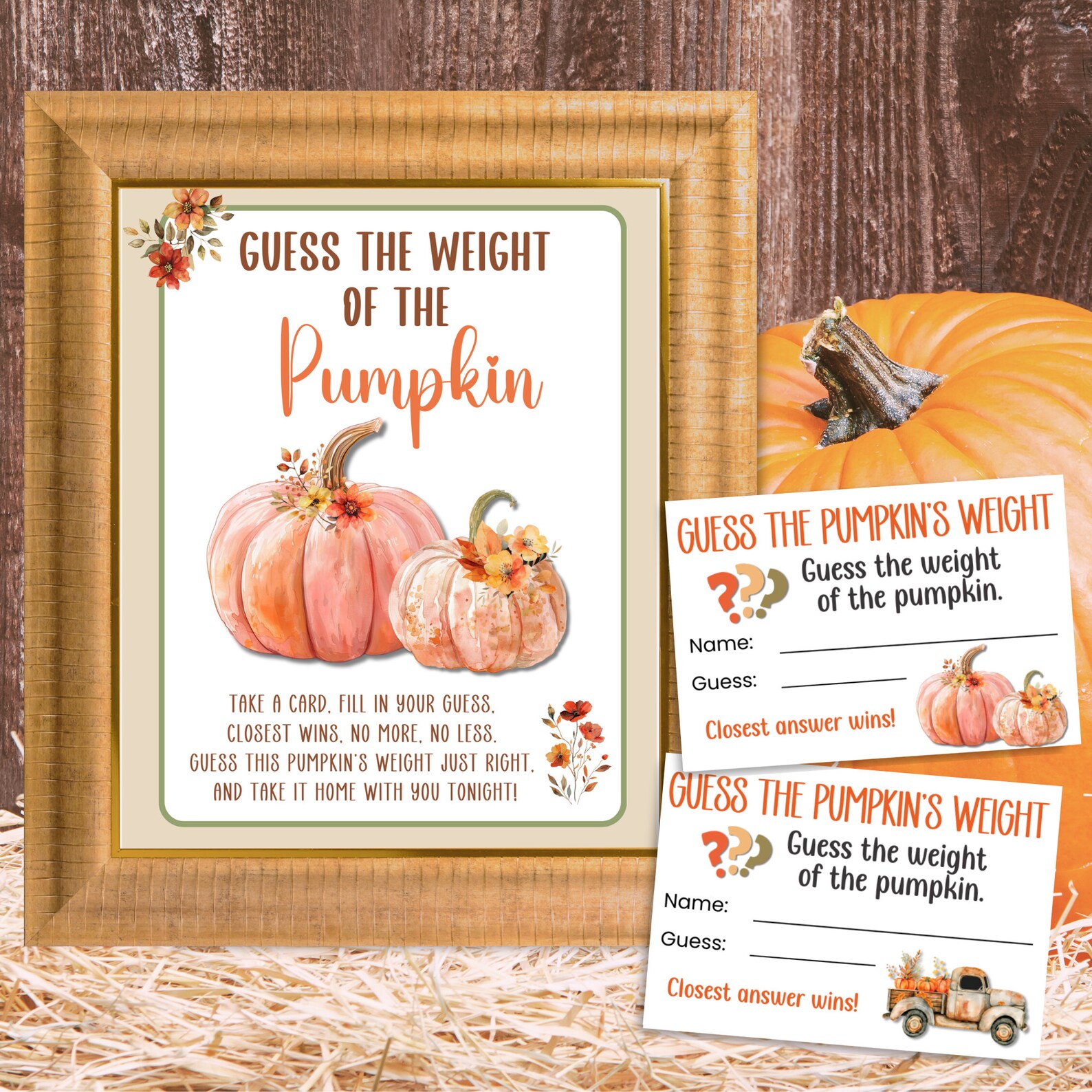 Guess the Weight of the Pumpkin, Weight Guessing Game, Halloween Party ...