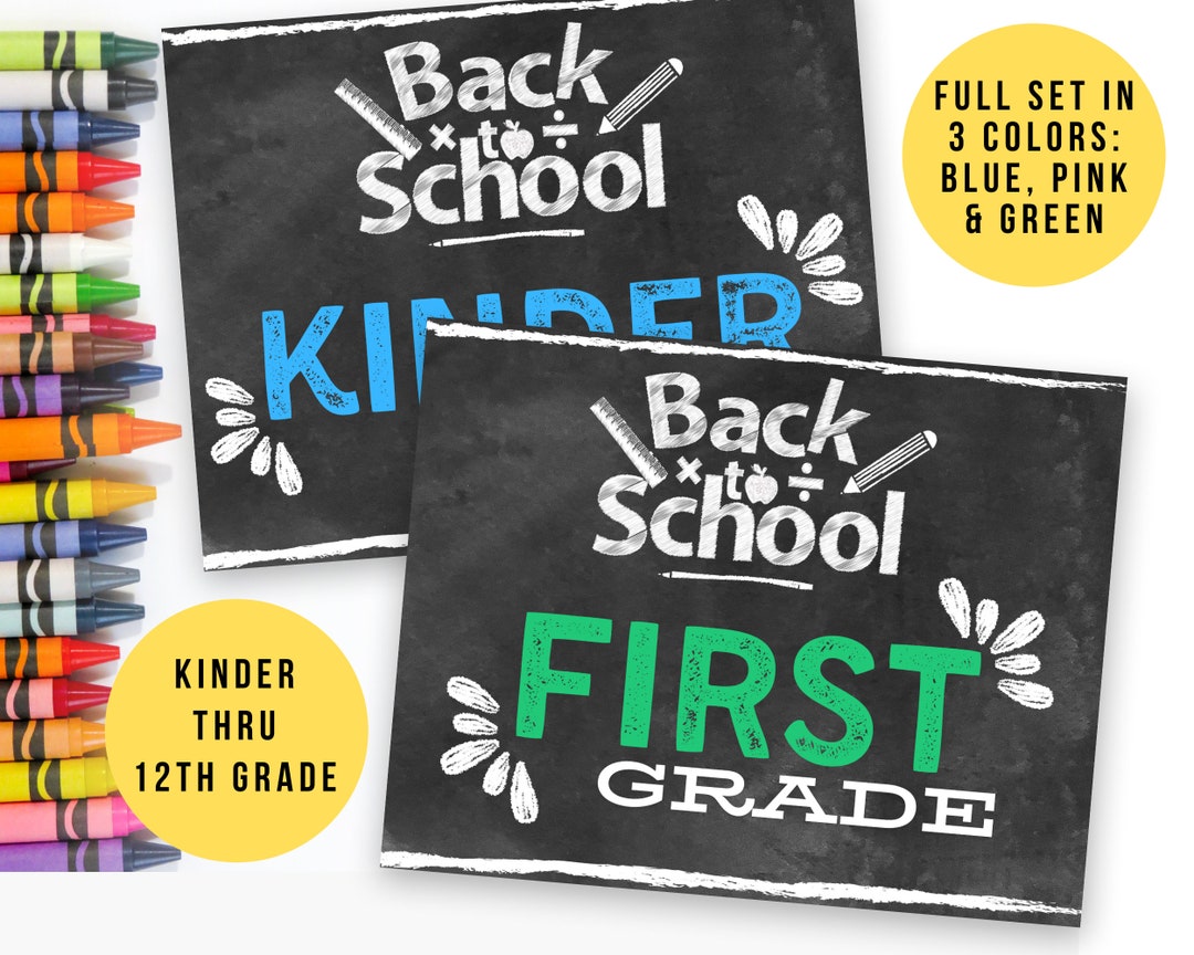 Back to School First Days Signs, Printable First Day of School Sign ...