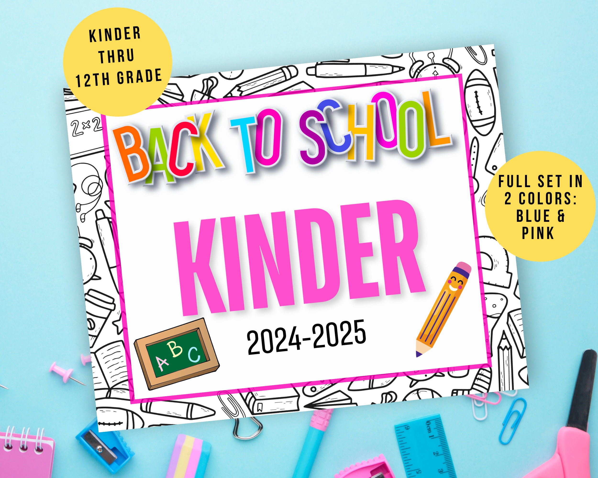 First Day of School Printable Signs, All Grades School Signs for Photos ...