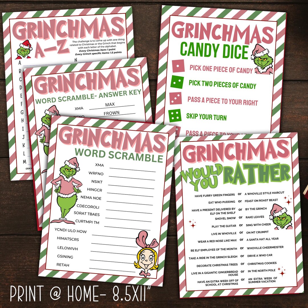Grinchmas Party Games for Kids and Adults, Holiday Party Activities ...