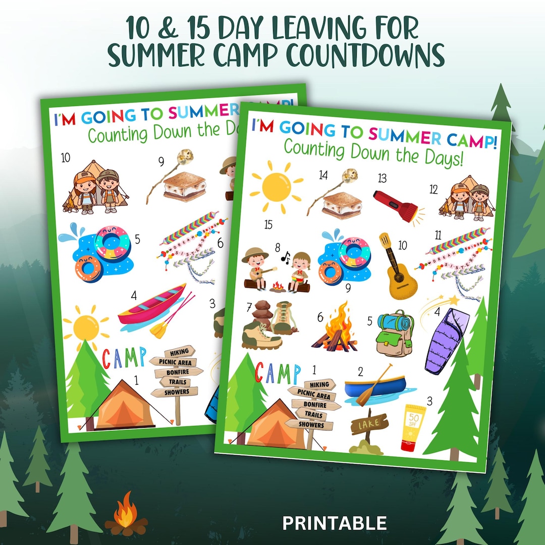 Kids Countdown to Camp, Summer Camp Countdown Printable, Camp Scavenger ...