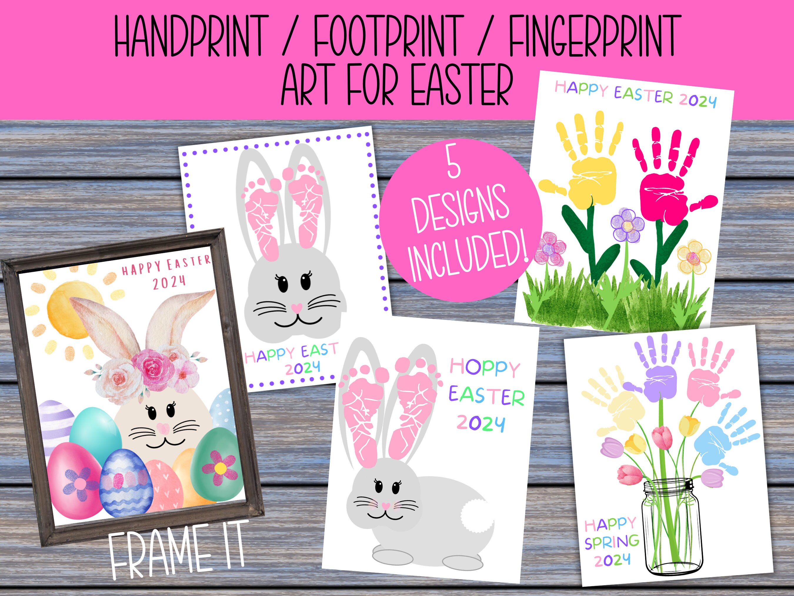 Easter Handprint Footprint Art Bundle, Printable Hoppy Easter Crafts ...