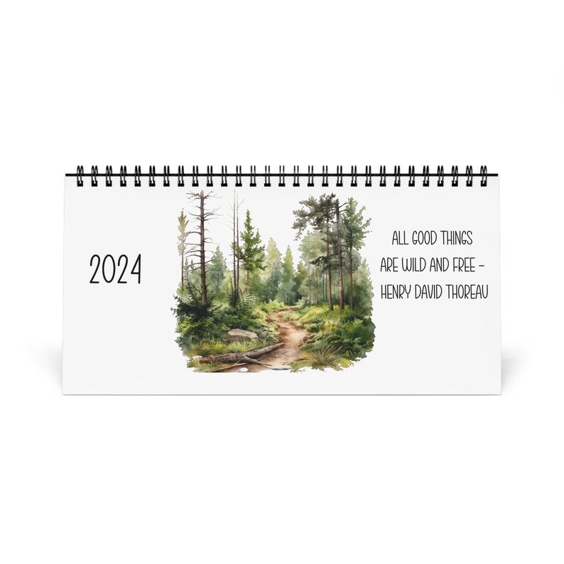 2024 Desk Calendar Watercolor Forest Landscapes and Adventure Quotes ...
