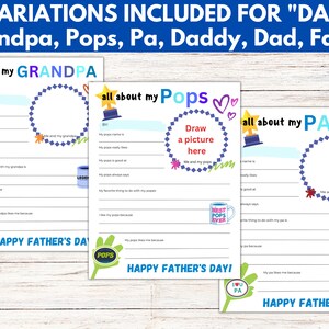Father's Day Questionnaire, All About My Dad Printable, Father's Day ...