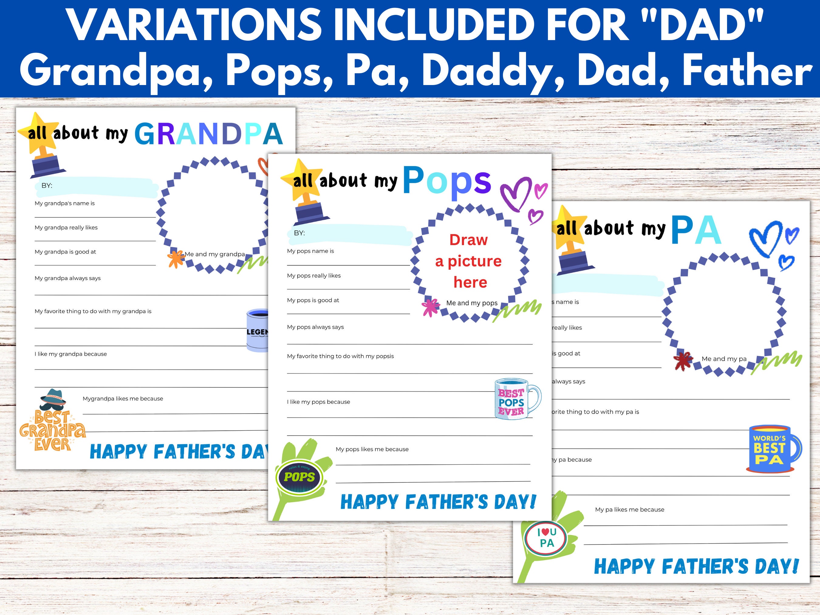 Father's Day Questionnaire, All About My Dad Printable, Father's Day ...