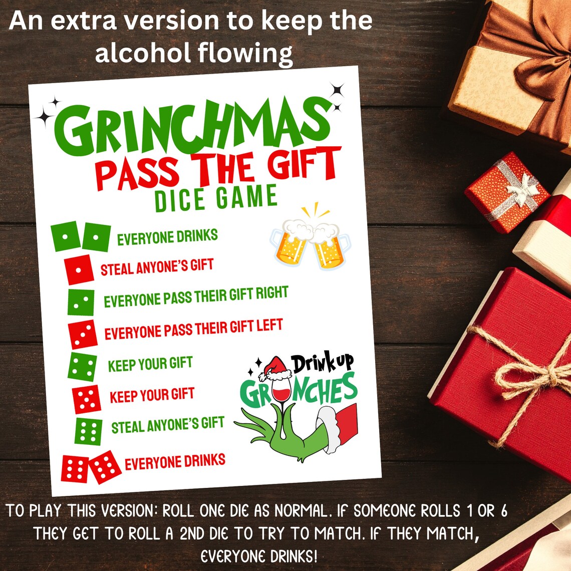 Grinch Pass the Gift Game, Christmas Left Right Game, Grinchmas Party ...