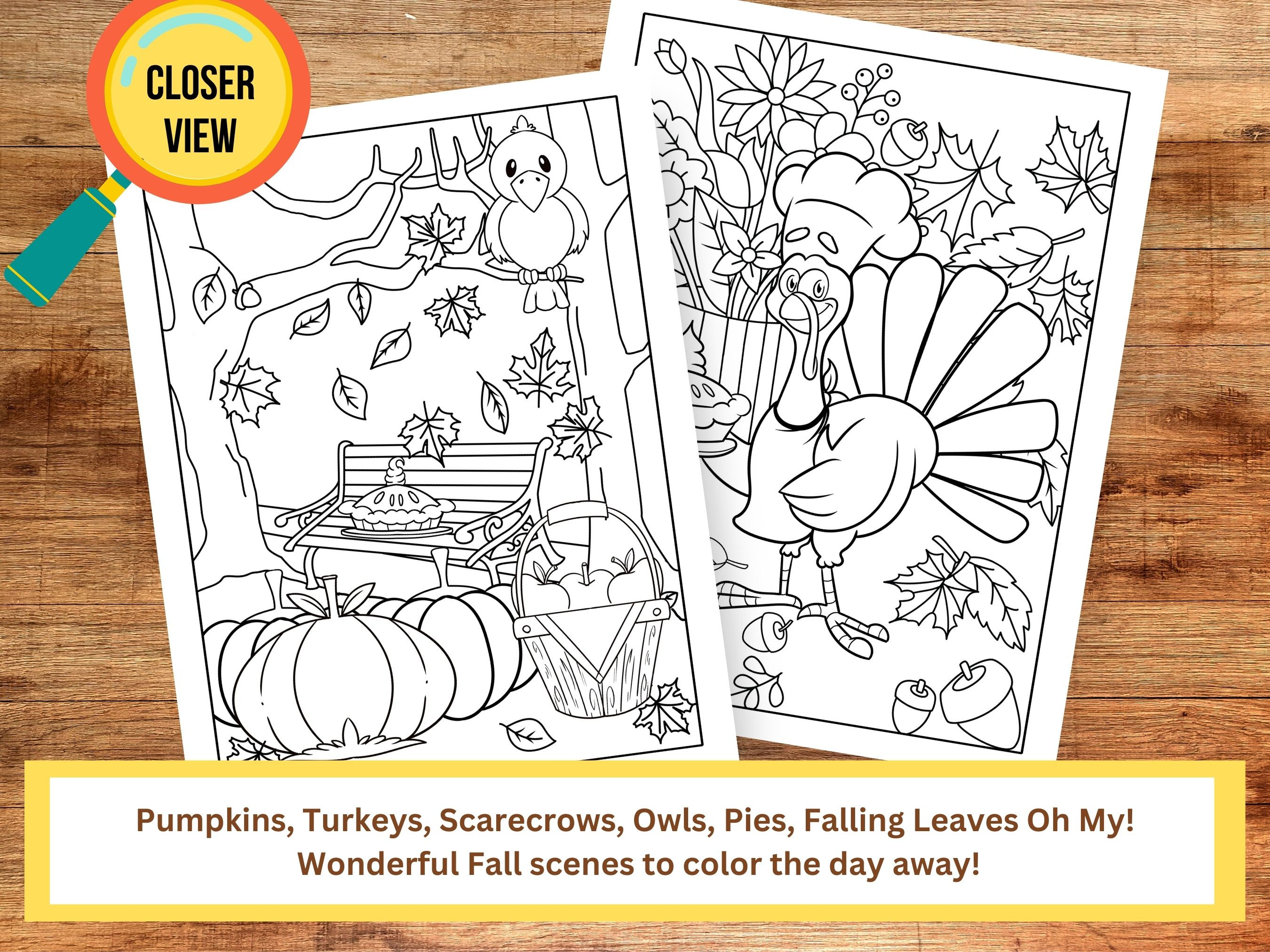 Fall Coloring Pages, Thanksgiving Coloring Printables for Kids ...