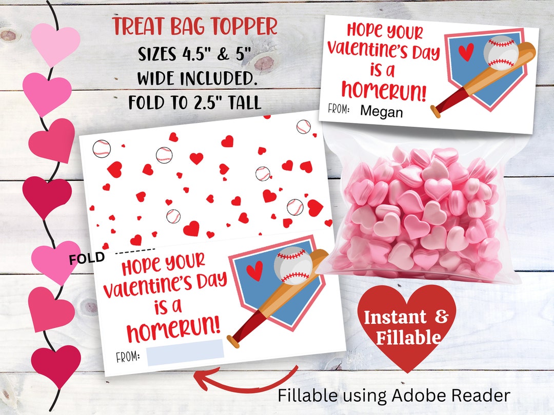 Kids Valentine Treat Bag Topper, Zip Top Bag 6.5" Included, Printable ...