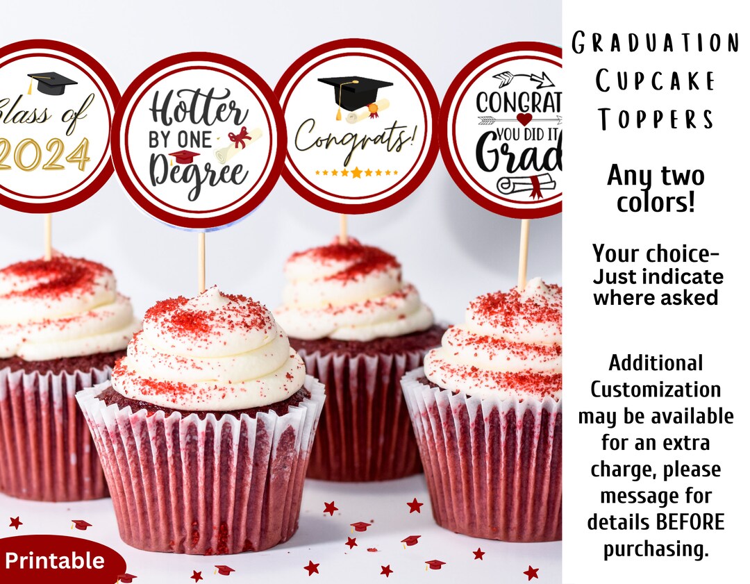 Graduation Cupcake Topper Class of 2024, Custom Grad Party Decorations ...