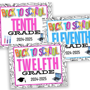 First Day of School Printable Signs, All Grades School Signs for Photos ...