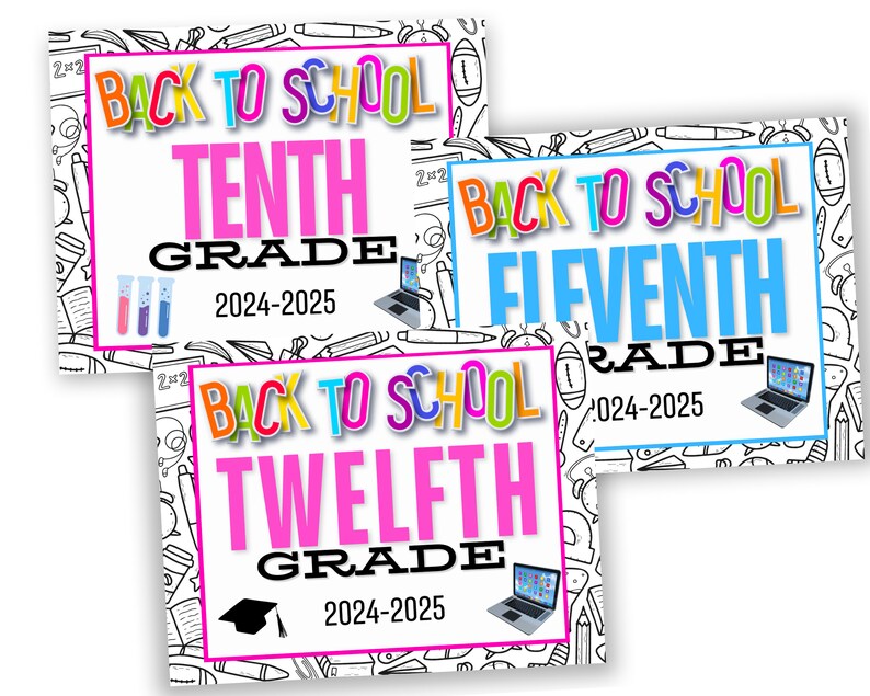 First Day of School Printable Signs, All Grades School Signs for Photos ...