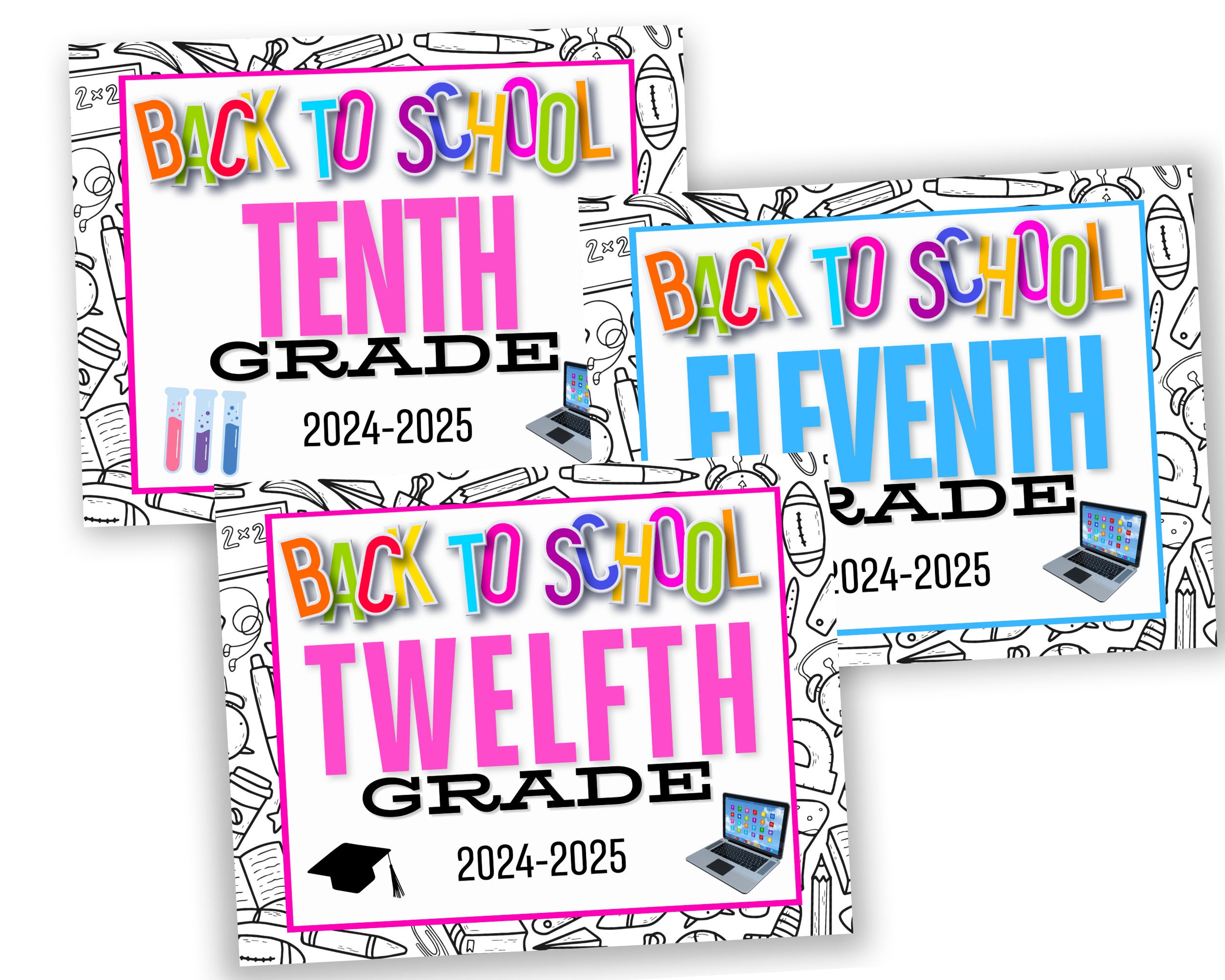First Day of School Printable Signs, All Grades School Signs for Photos ...