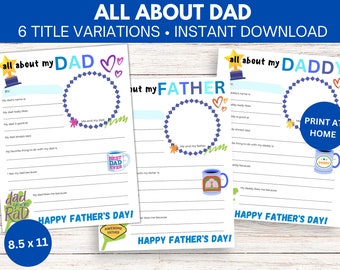 Father's Day Questionnaire - All About Dad - Etsy