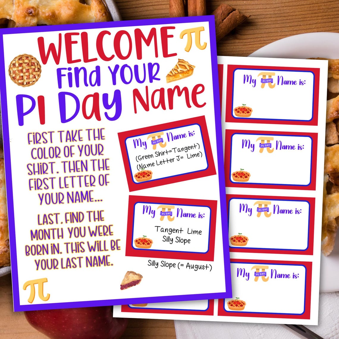 Pi Day Name Game Printable With Nametags, Classroom Pi Day Activity for Kids, What's Your Pi Day ...