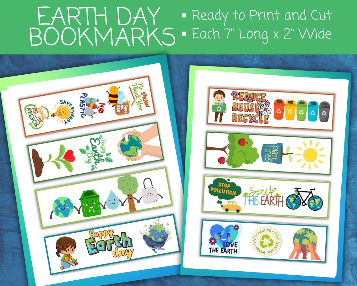 Earth Day Bookmarks, Printable Earth Day Bookmarks, Earth Day ...