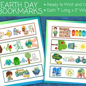 Earth Day Bookmarks, Printable Earth Day Bookmarks, Earth Day ...