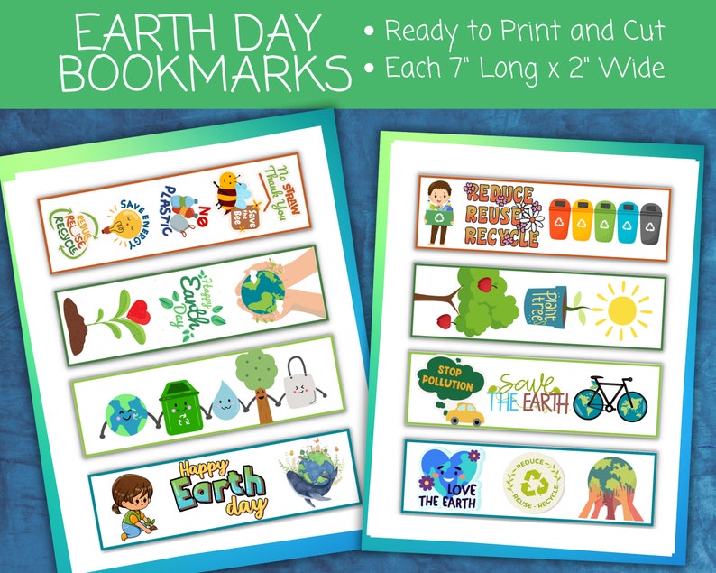 Earth Day Bookmarks, Printable Earth Day Bookmarks, Earth Day ...