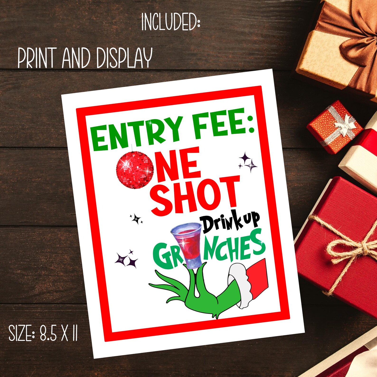 Grinch Party Game Bundle, Entry Fee One Shot, Grinchmas Name Game ...