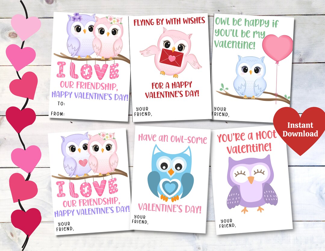 Kids Valentine Cards Exchange, Printable School Valentines, Classroom ...