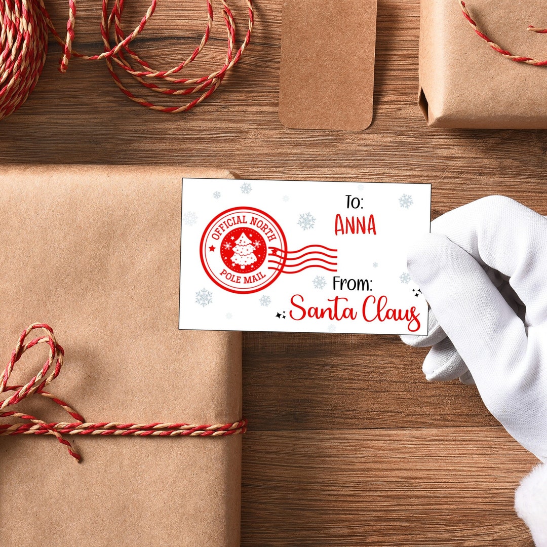 Printable Santa Gift Tag, From Santa Christmas Labels, North Pole Gift ...