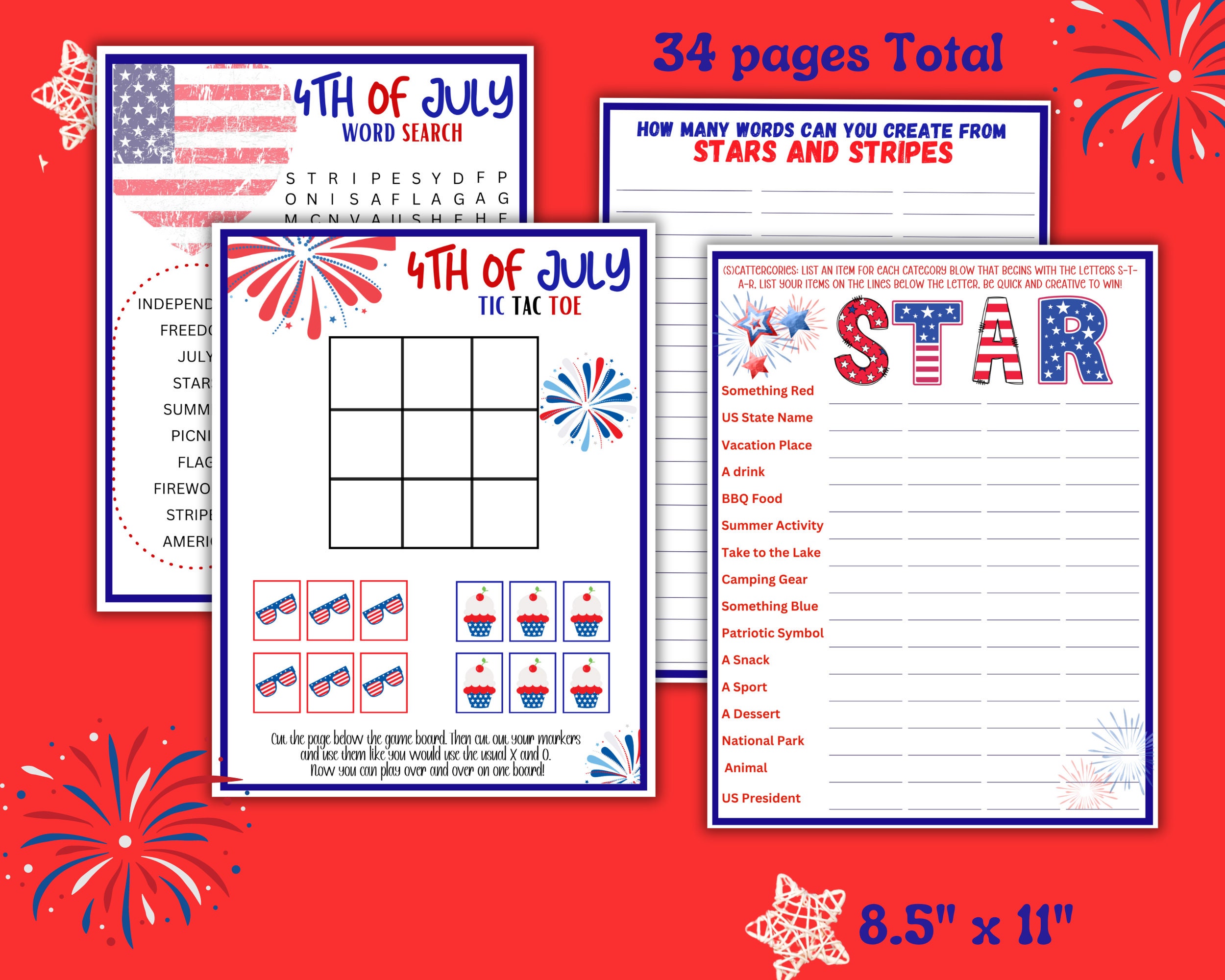 4th of July Games, Printable Fourth of July Party Games, 4th of July ...