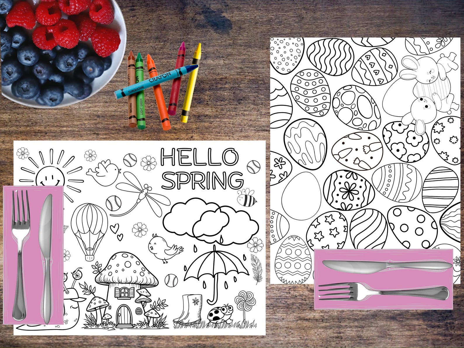 Easter Coloring Placemats, Printable Kids Easter Coloring Sheets ...