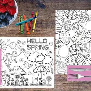 Easter Coloring Placemats, Printable Kids Easter Coloring Sheets ...