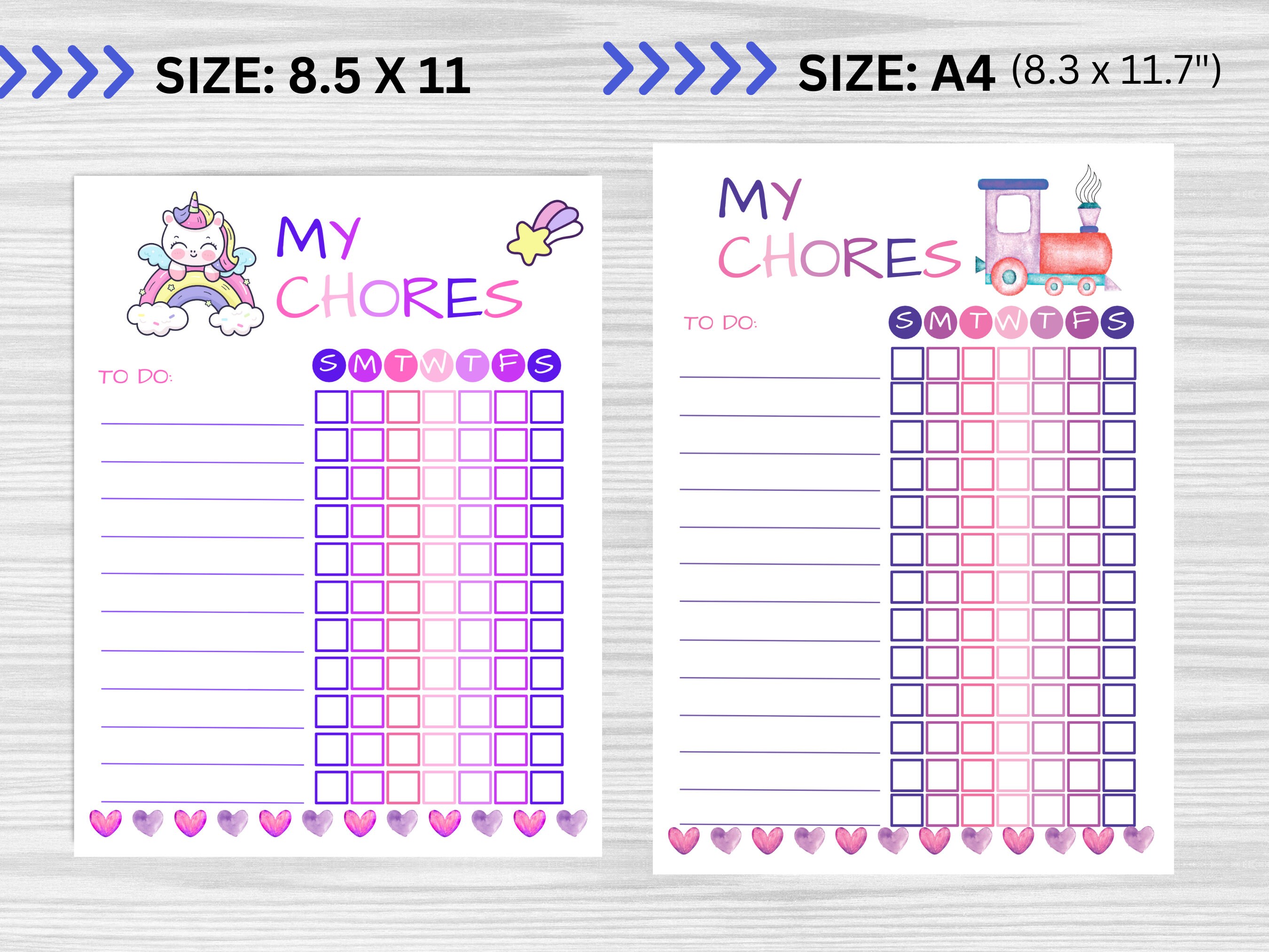 Chore Chart for Kids, Pink Chore Chart Printable for Girls, Reward ...