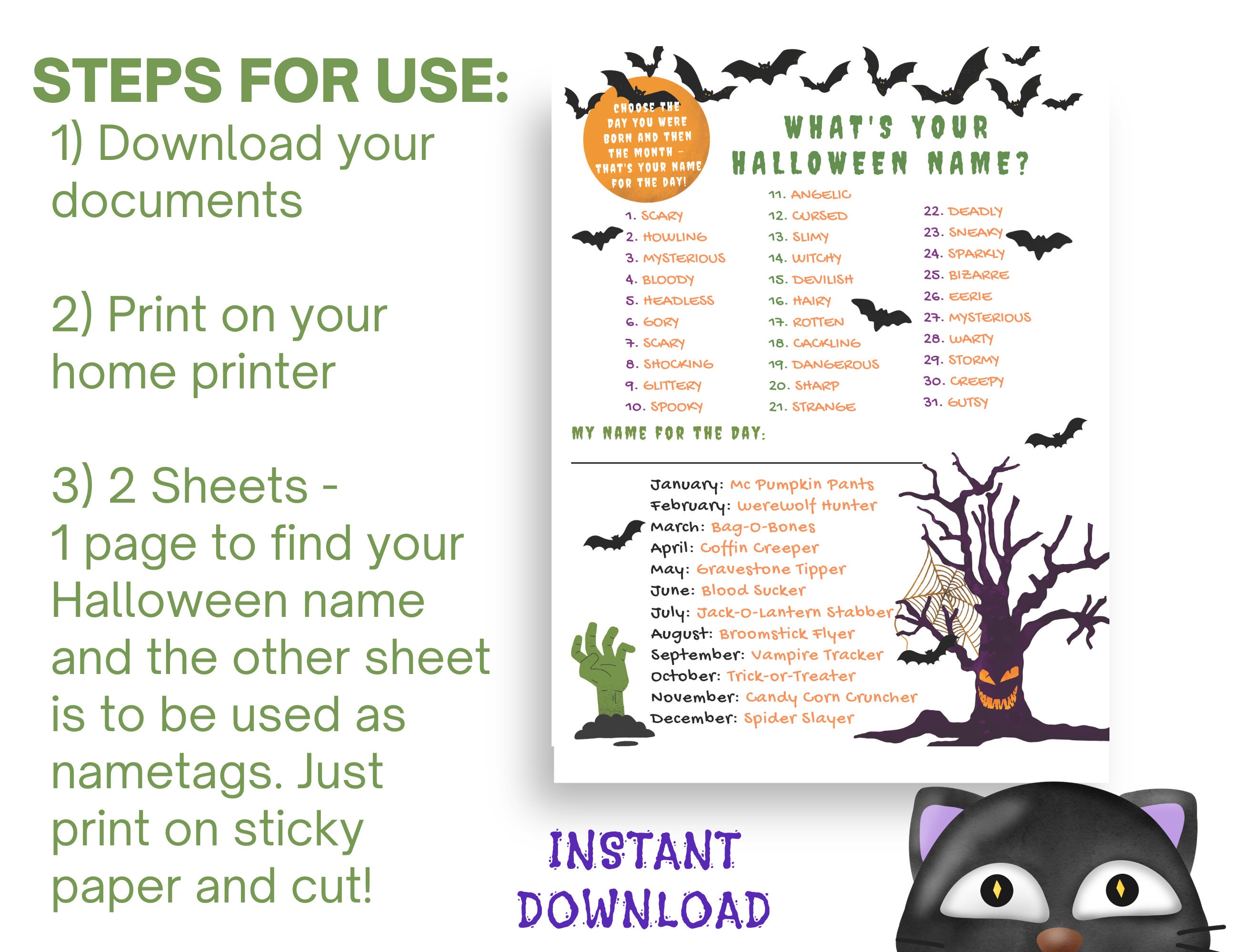 Halloween Name Game Party Printable - Etsy
