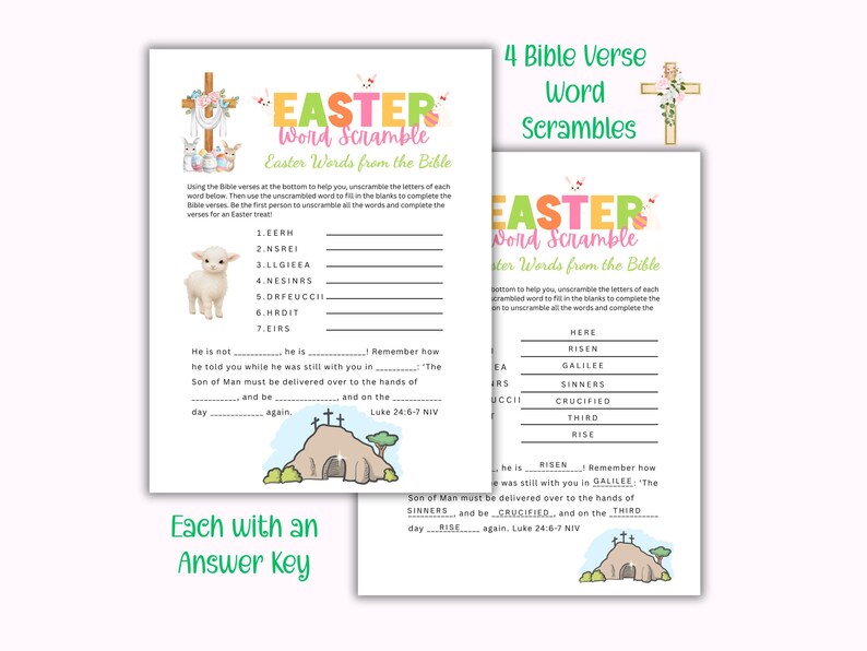 Bible Verse Easter Game, Christian Kids Activity, Printable Easter ...