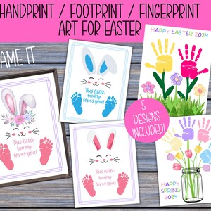 Easter Handprint Footprint Art Bundle, Printable Hoppy Easter Crafts ...