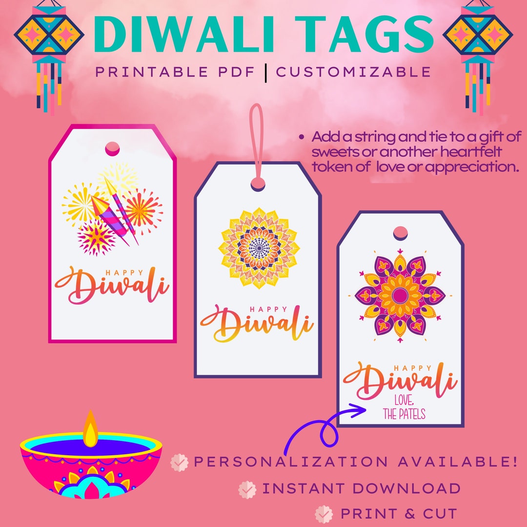 Diwali Celebration Gift Tags for Mithai and Gifts, Personalized ...