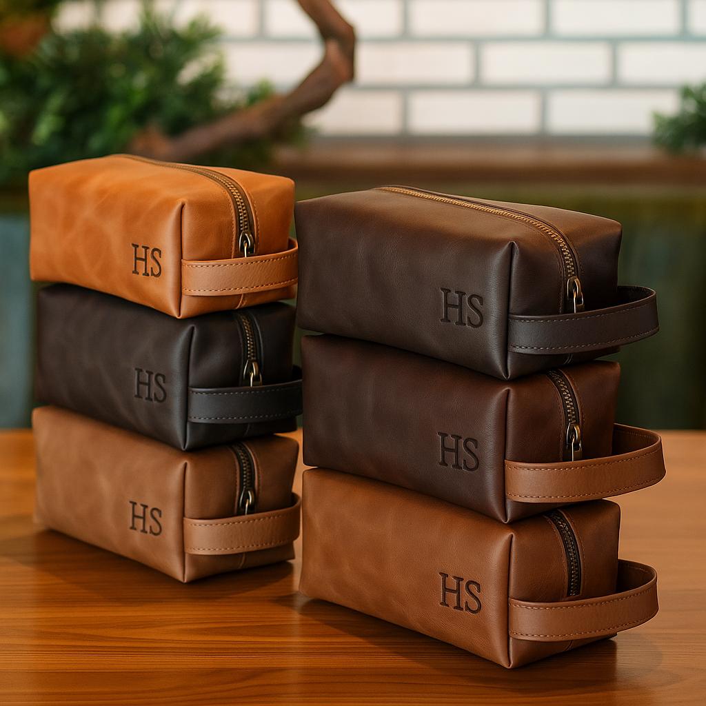 Custom Handmade Genuine Leather Dopp Kit – Men’s Travel Toiletry Bag ...