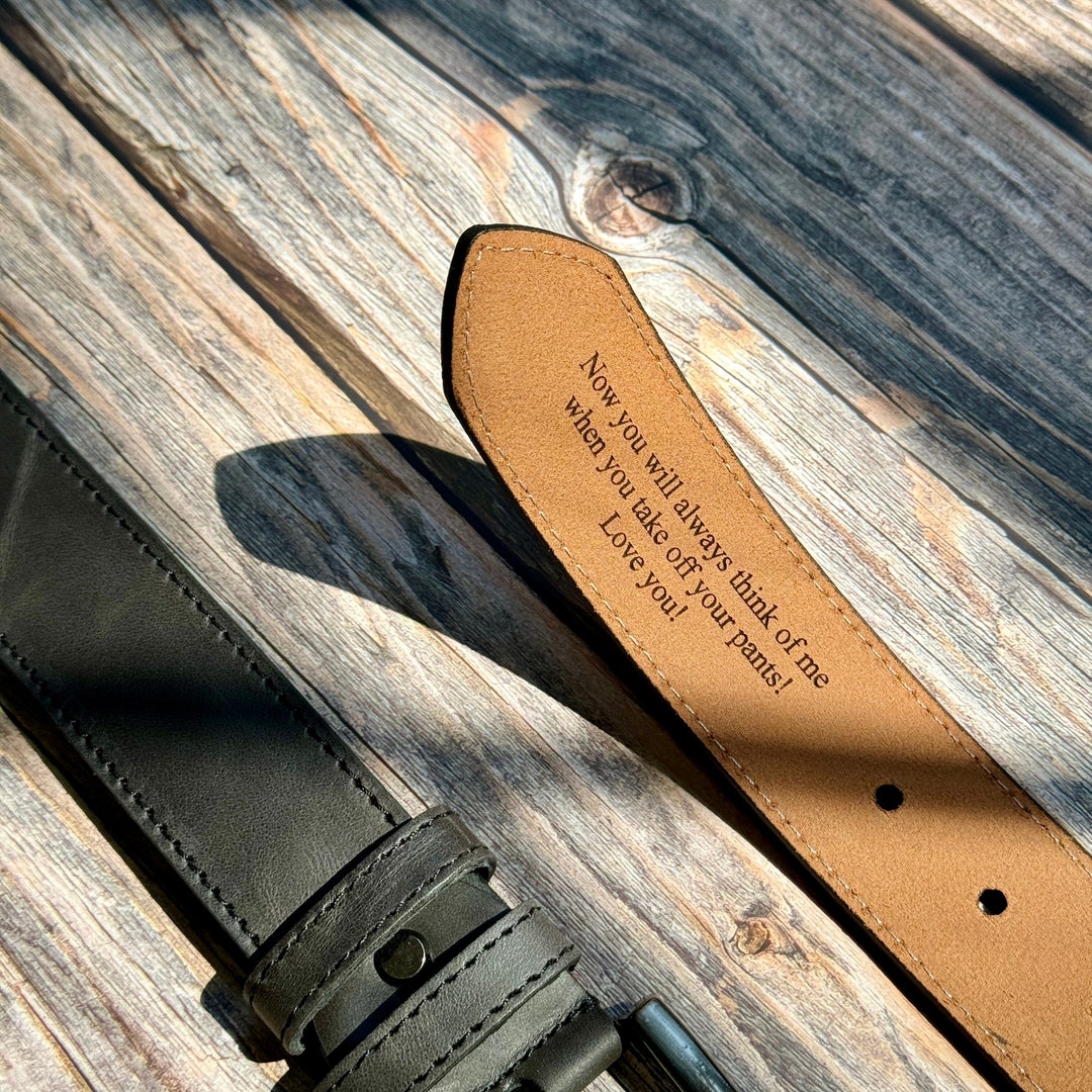 Custom Handmade Belt - Engraved Leather Belt - Father's Day Gift - Gift ...