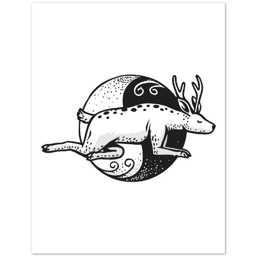 Yin Yoga Animal Poster | Deer Pose Print | Yoga Print | Yoga Art | Yoga ...