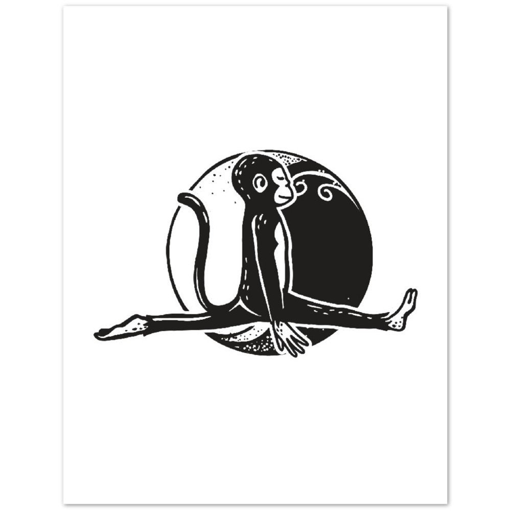 Yin Yoga Animal Poster Monkey Pose Print Yoga Print Yoga - Etsy