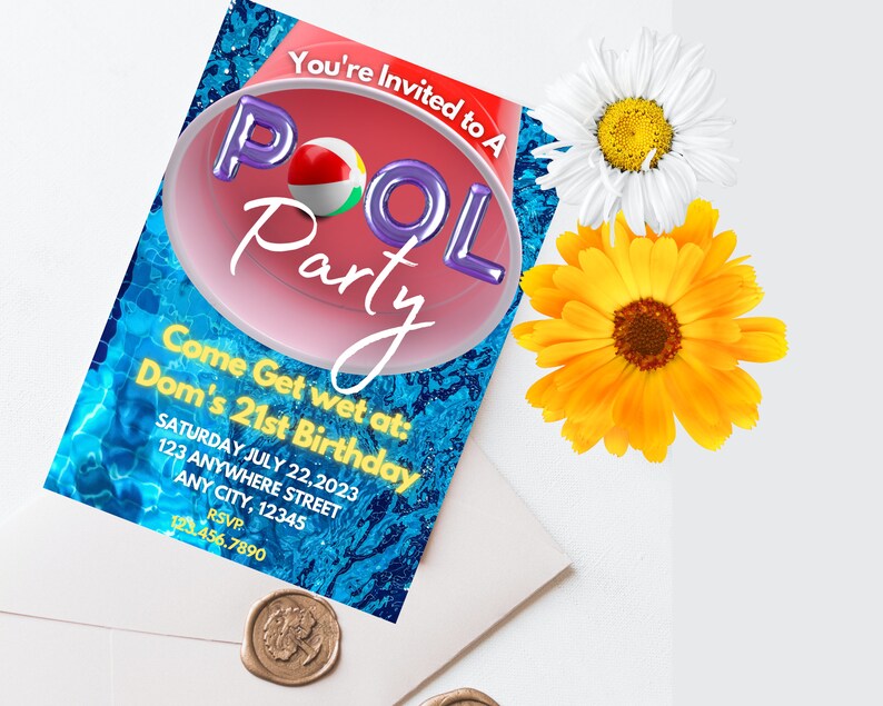 Pool Party Invite Adult - Etsy