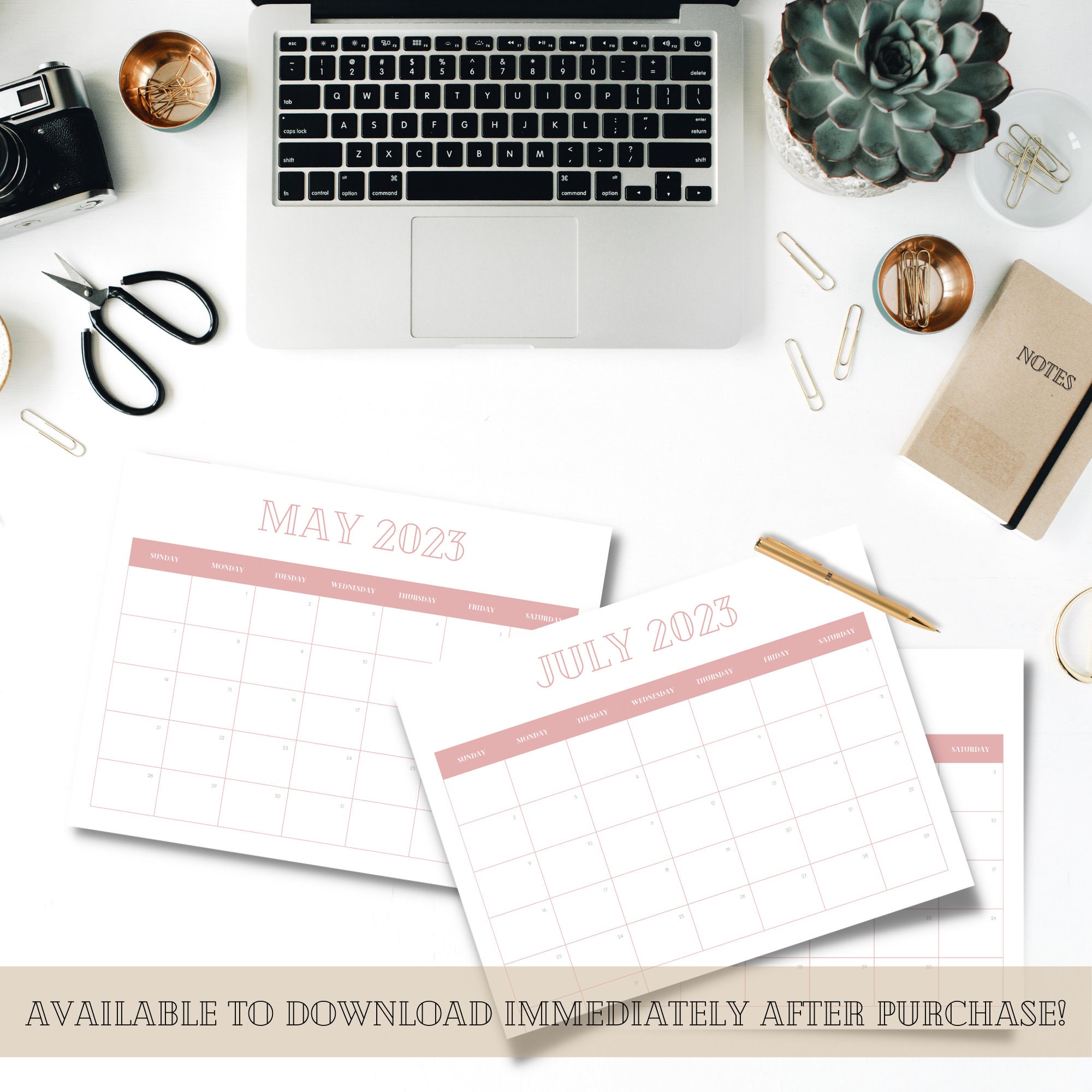 2023 Monthly Calendar | Printable PDF + JPG | 12 Piece Bundle | Instant ...