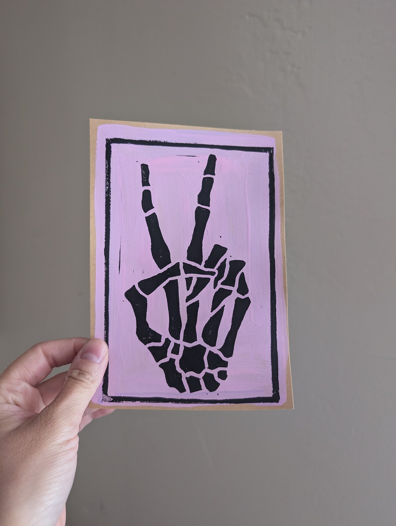 Skeleton Hand Peace Sign Print, Unframed Halloween Wall Art, Spooky ...