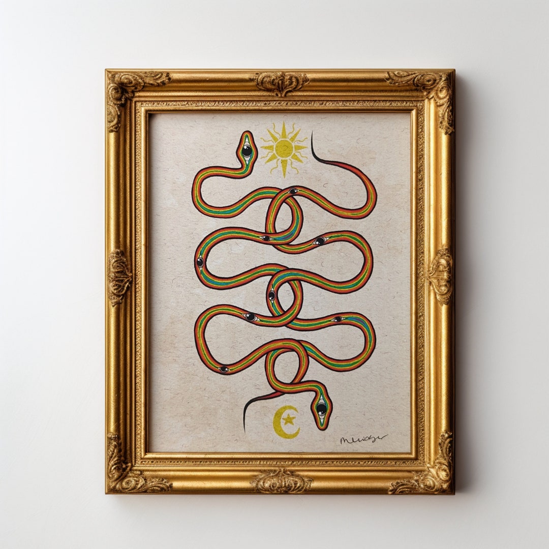5x7 / 8x10 Rainbow Snake Art Print - Etsy